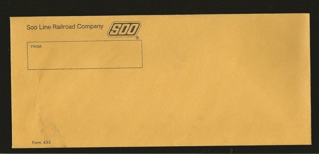 VINTAGE PAIR SOO Line Railroad Company Envelopes Form 432 & 433 Unused ...