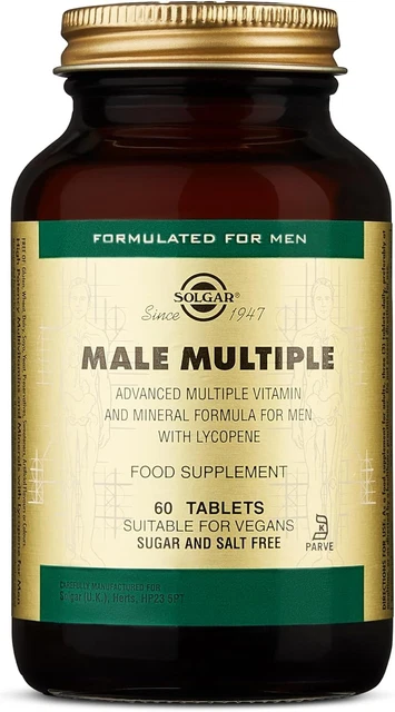 SOLGAR MALE MULTIPLE Tablets - Pack of 60 - Supports Metabolism and ...