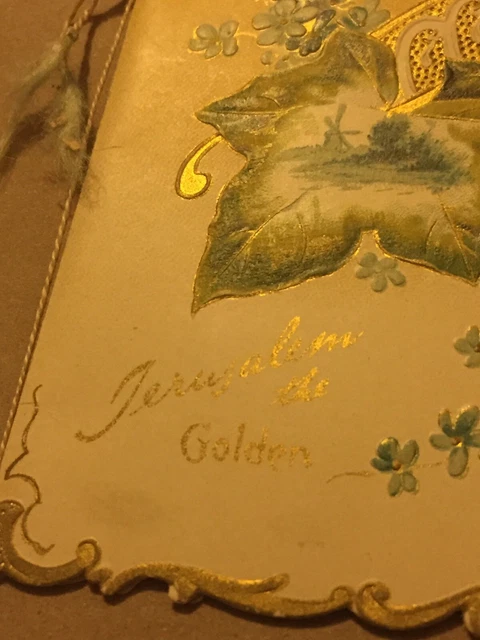 VINTAGE JERUSALEM THE Golden Booklet By Rev. Gold Detailed Greeting ...