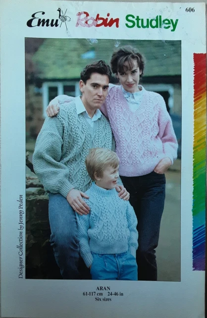 ORIGINAL EMU ARAN Family Sweaters 24"-46" Knitting Pattern 21606 £2.77 ...