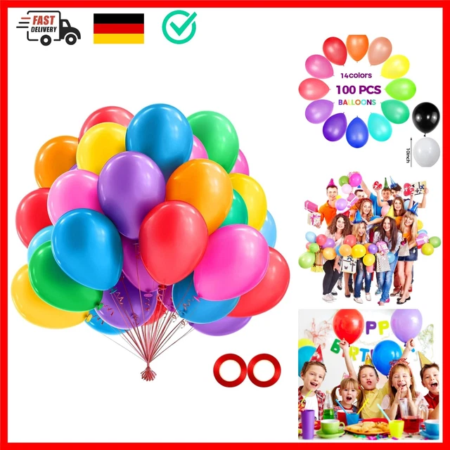 LUFTBALLONS BUNT,100 STK Bunte Luftballons Geburtstag,10 Zoll Latex ...