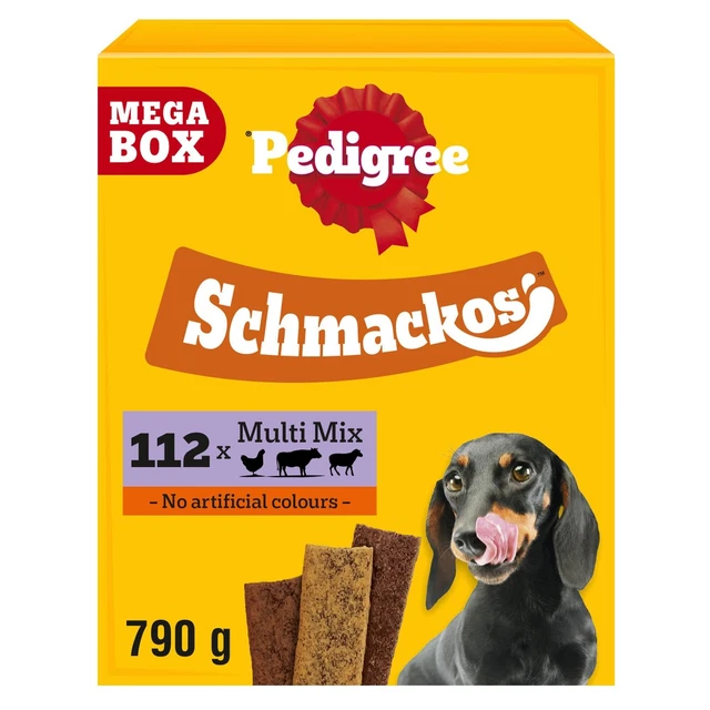 SCHMACKOS MEGA PACK 110/112 Strips Snacks Dog Treat Multipack with Beef ...