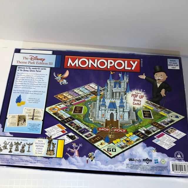 MONOPOLY DISNEY THEME Park Edition Pop-Up Castle COMPLETE Rare Board ...