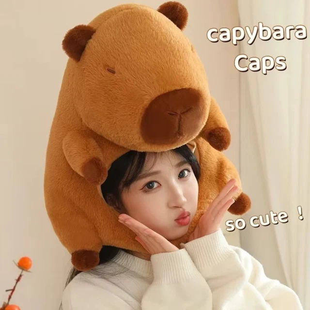 ANIMAL HEAD MASK Capybara Animal Hat Plush Brown or Green Kapibala Cap ...