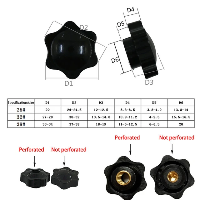 M4/M5/M6/M8/M10/M12 CLAMPING NUTS Female Thread Plastic Star Knob ...