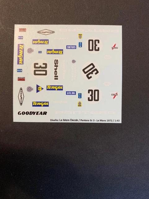 DÉCALS DE TOMASO Pantera #30 Le Mans 1972 - 1/43 Le Mans Décals EUR 10 ...