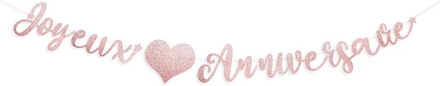 BANDEROLE JOYEUX ANNIVERSAIRE Bannière Happy Birthday Rose Gold ...