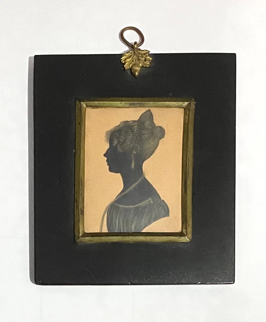 ANTIQUE GEORGIAN FINE Painted Silhouette Portrait of Young Lady ...