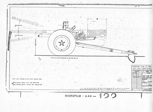 WW2 M3 M3A1 37mm Anti-tank Gun Blueprints Historic 1940 Archive period ...