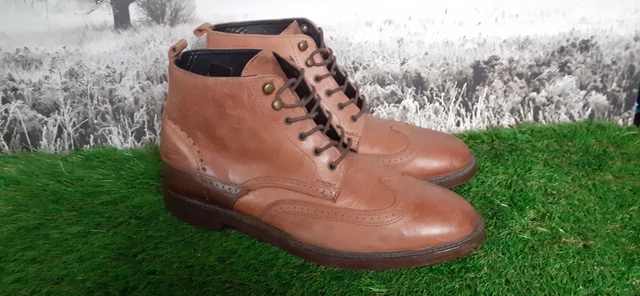 HUDSON OF LONDON Tan Leather Brogue Boots Style 4648 Size UK 10 / EUR ...