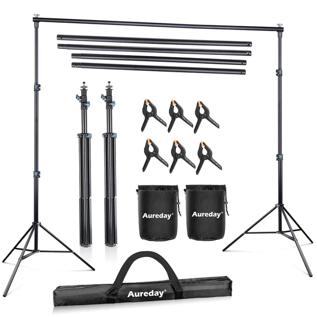 BACKDROP STAND, 10X8.5FT Adjustable Photo Backdrop Stand, Heavy Duty ...