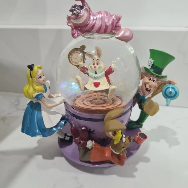 RARE DISNEY ALICE in Wonderland Snow Globe Mad Hatters Tea Party With ...