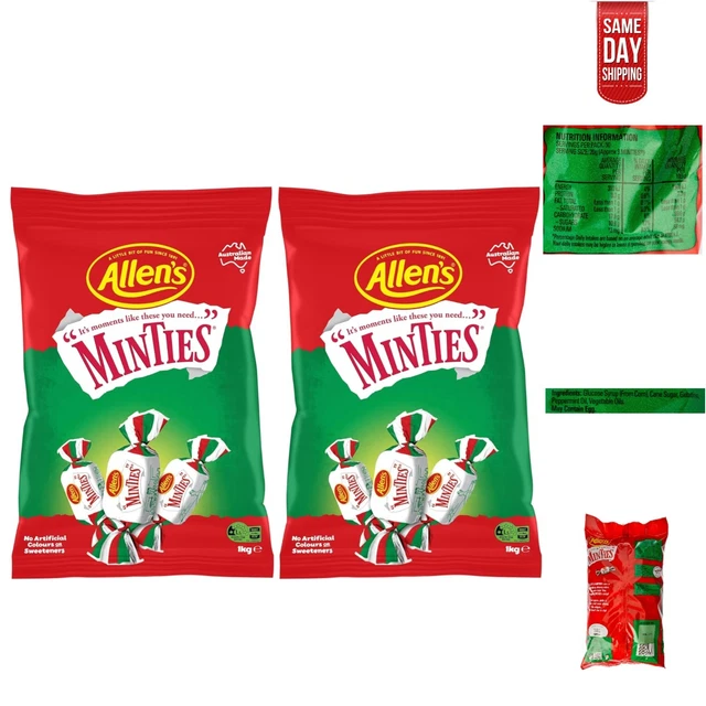 NESTLE ALLEN'S Minties Lollies - 1Kg Pack of 2 - Refreshing Treat $44. ...