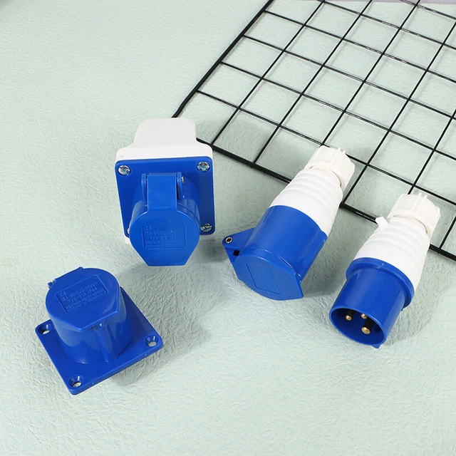 220V 16A 3 Pin Industrial Waterproof Plugs/Socket Male/Female Connector ...