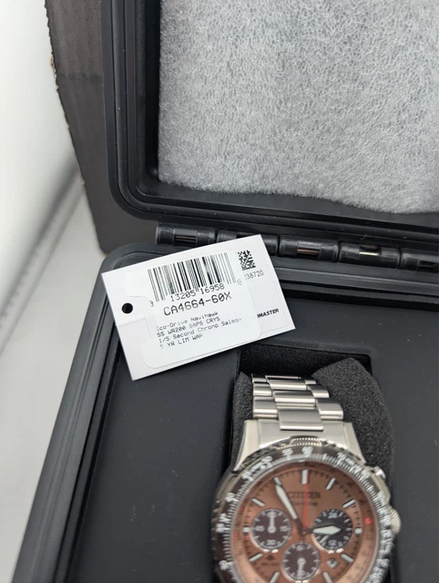 CITIZEN PROMASTER NAVIHAWK Chronograph Salmon Dial Men's Watch CA4664 ...