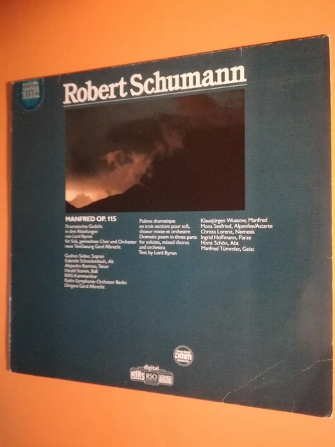 SCHUMANN MANFRED OP. 115 Complete Gerd Albrecht Klausjürgen Wussow LP ...