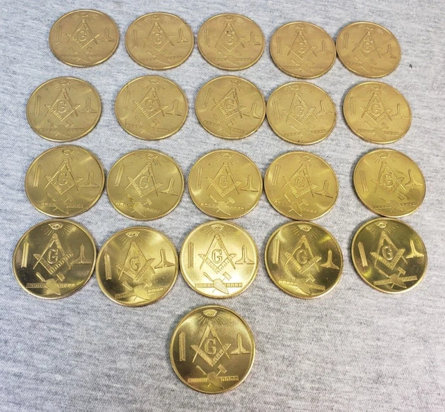 VINTAGE FREEMASON MASONIC Made A Mason Tokens Coins Unused Lot of 21 £ ...