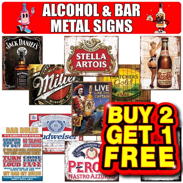 BAR METAL SIGNS Home Pub Mancave Beer Lager Alcohol Retro Vintage Wall ...