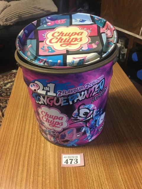 CHUPA CHUPS BUCKET lollipop tin collectable storage tongue painter ...
