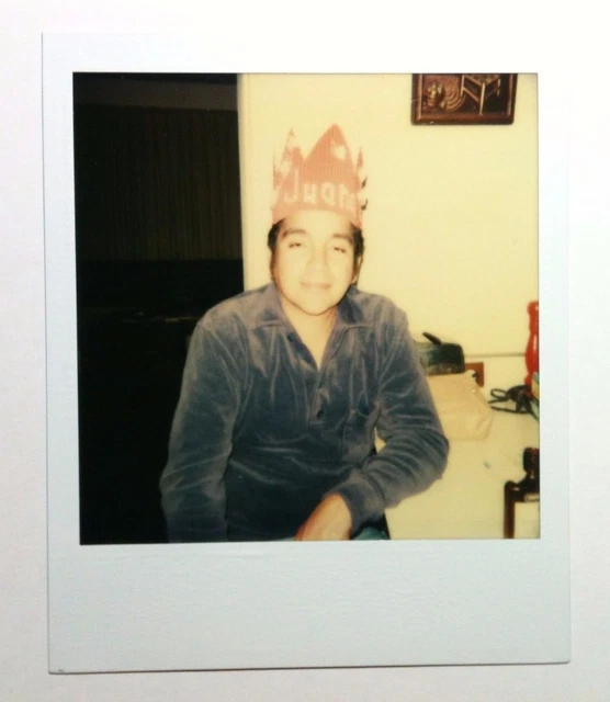 Vintage 80s Found Polaroid Photo Drunk Brother Wearing Sisters