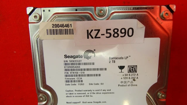 SEAGATE ST32000542AS 2TB Platine Board 9tn158-510 cc34 Sauvegarde ...