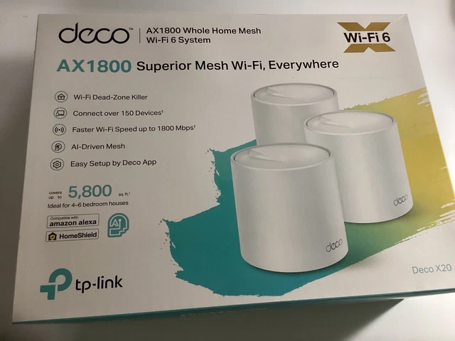 TP-LINK DECO X20 AX1800 Whole Home Mesh WiFi 6 System - New (opened box ...