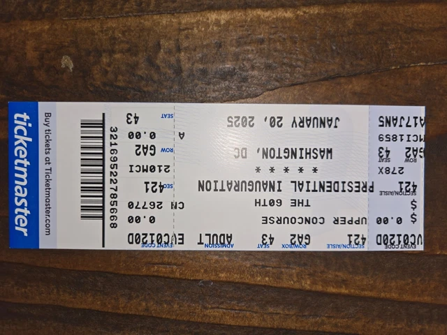 60TH INAUGURATION DONALD Trump JD Vance January 20, 2025 Ticket ...