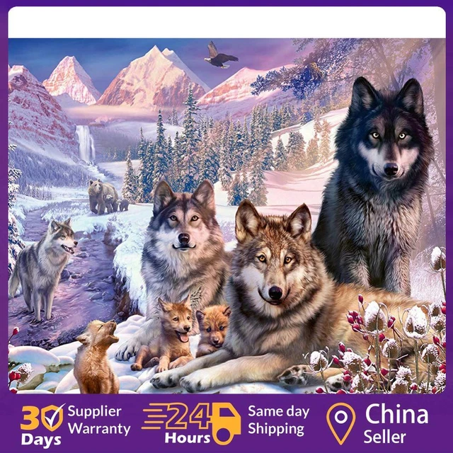 DIY 5D MOSAIC Wolf Diamond Picture Full Drill Round Rhinestone Painting ...