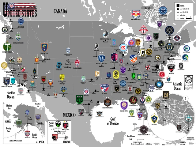 USA FOOTBALL CLUBS Map. Poster. Cartography. (30 x 40 cm) EUR 16,00 ...