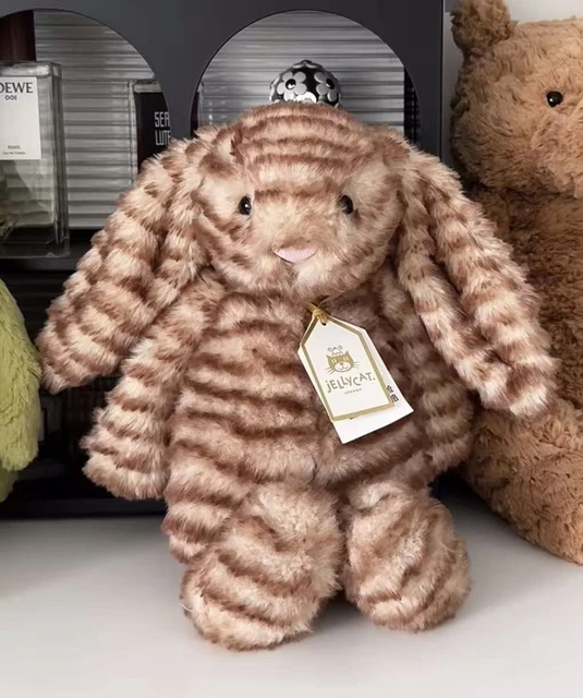 JELLYCAT LUXE BUNNY Juniper 31cm Striped Fur PLUSH Tags & Dust Bag New ...