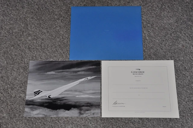 BRITISH AIRWAYS CONCORDE Flight Certificate with Photo & Envelope ...