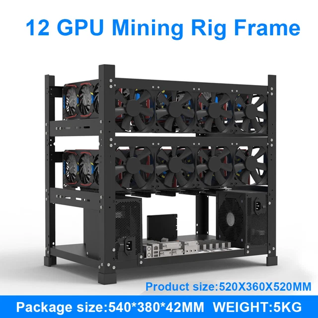 🔥3 LAYERS OPEN Air Mining Rig Frame Miners Rack 12 GPU Computer Case US ...