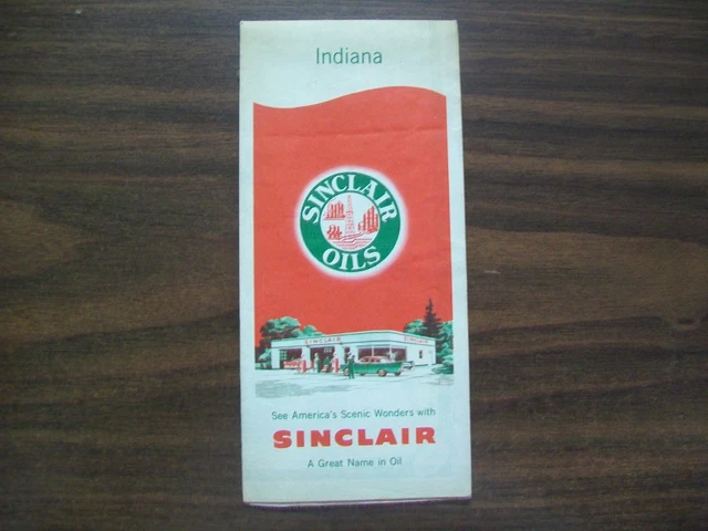 VINTAGE ROAD MAP By Sinclair Oil Company - Map of Indiana - Rand ...