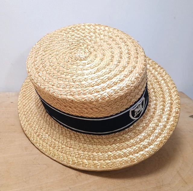 VINTAGE STRAW BOATER Hat Dunn & CO school rowing etc £75.00 - PicClick UK
