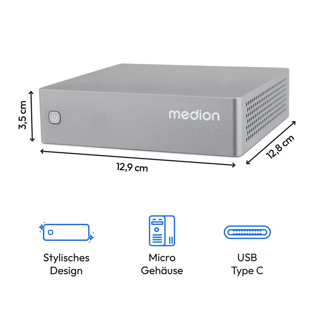 MEDION S06 MINI PC i3-1315U ohne Betriebssystem 512GB SSD 8GB DDR4 RAM ...