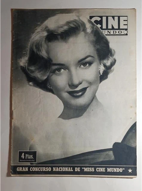 COVER VINTAGE MARILYN Monroe Cine Mundo Magazine Sette 1952 Spagnolo ...