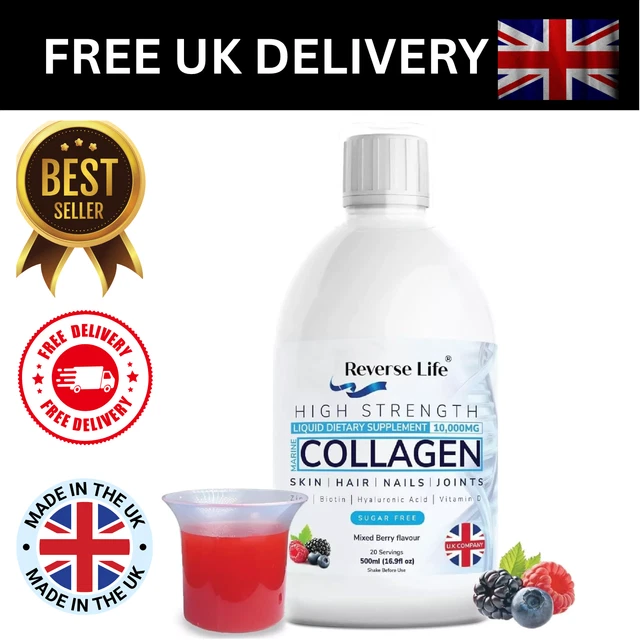 REVERSE LIFE MARINE Collagen Liquid Supplement Drink High-Strength 10 ...
