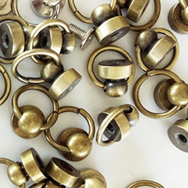 6 SETS 9 Mm Brass Rivet Studs Rivets Screw Back Golden Ring Head $18.03 ...