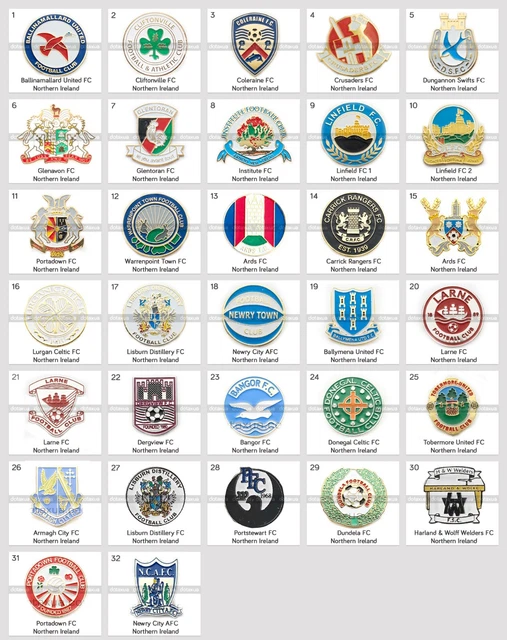 BADGE PIN: EUROPEAN football clubs Northern Ireland £5.99 - PicClick UK