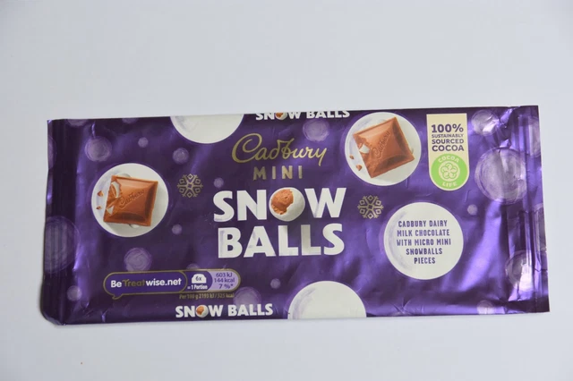 CADBURY DAIRY MILK Snowballs bar wrapper 110g £1.00 - PicClick UK