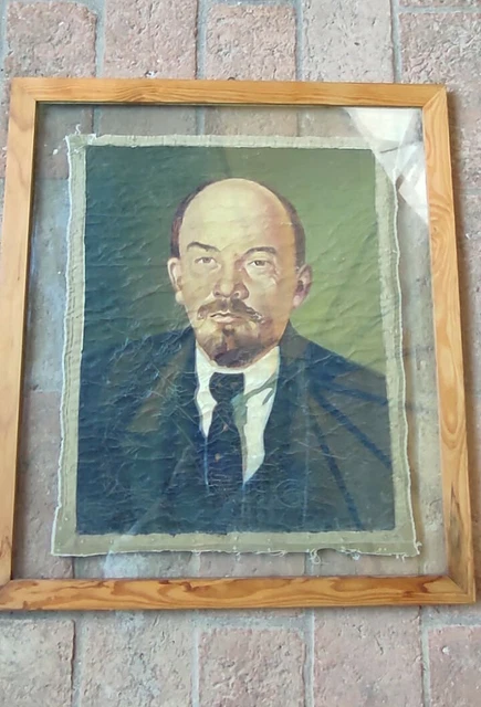 LENIN COMUNISMO DIPINTO Olio su Tela Militare Epoca Novecento ...