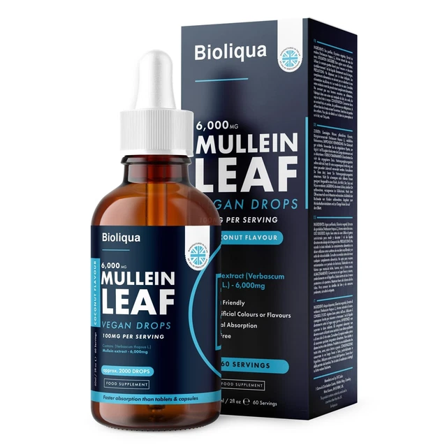 MULLEIN LEAF LIQUID Drops 60ml 2 Month Supply High Strength Vegan 60 ...