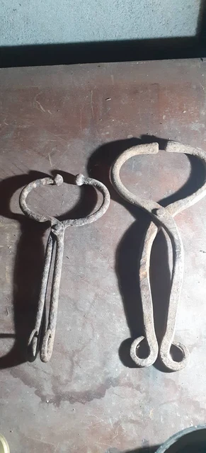 DUE ANTICHE NASIERE Nasiera Animali In Ferro Battuto Forgiato Attrezzo ...
