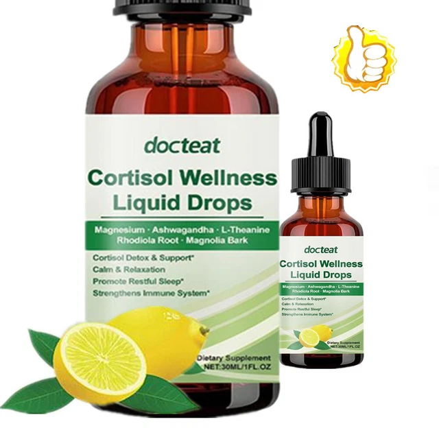 CORTISOL SUPPLEMENT LIQUID Drops, 17-In-1 Cortisol Detox W. Magnesium ...