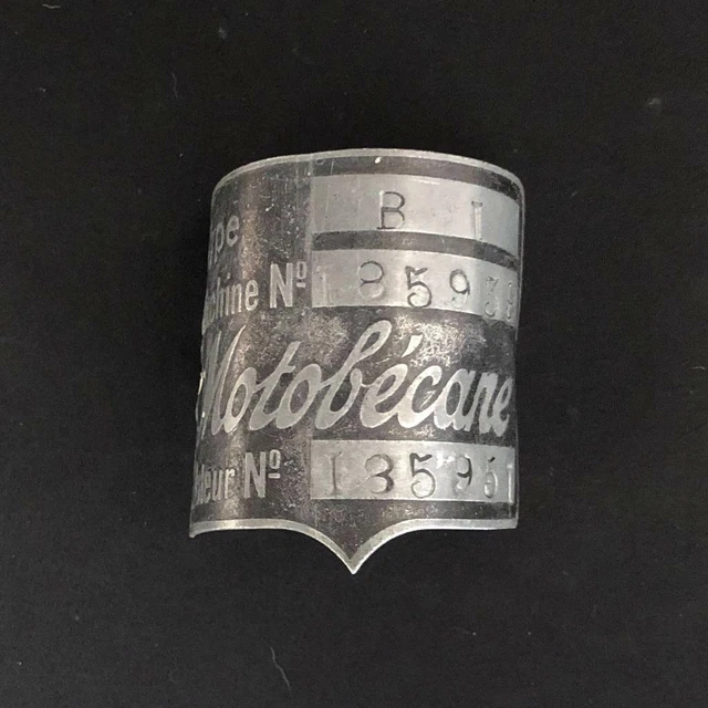 MOTOBECANE BMA TYPE B1 Mobylette Bicycle Frame Head Tube Badge Emblem ...