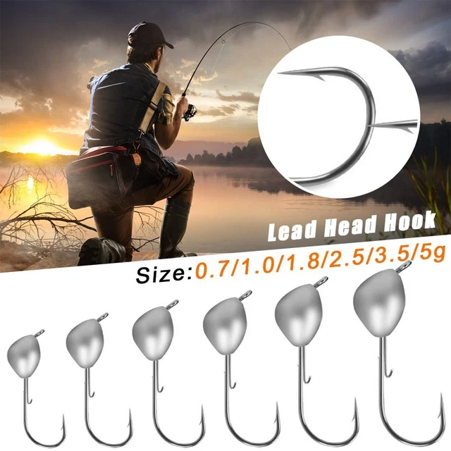 PERFORATED BARB SHARP Carbon Steel Lead Head Hook Pointed Head Jigging ...