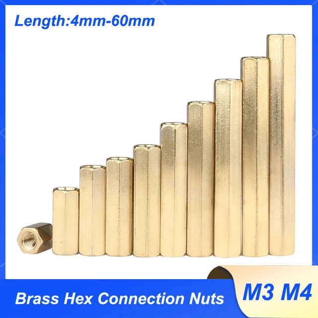 M3 M4 BRASS Hex Connection Nuts Hexagon Connector Connecting Rod Stud ...