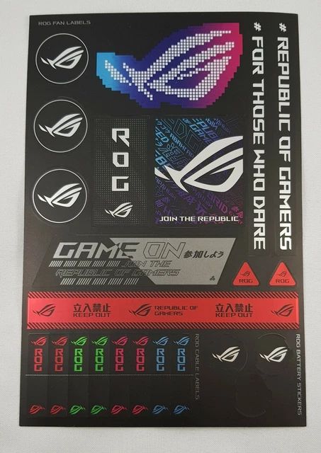 ASUS REPUBLIC OF Gamers Sticker set ROG Cable Labels PC Case Logo Label ...