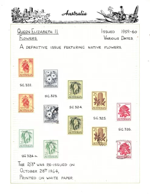 1959-60 AUSTRALIAN NATIVE Flowers Full Set Pre-Decimal Stamps Mh & Vfu ...