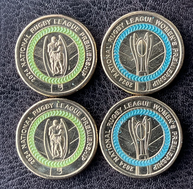 UNC 2024 NRL Men’s & NRLW Women’s Premierships Pair of Coloured $2 ...